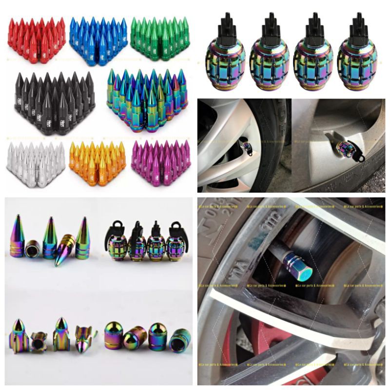 Rim Nut Wheel Racing Sport Cap Lug Titanium Laser Tayar Valve Lock Tire ...