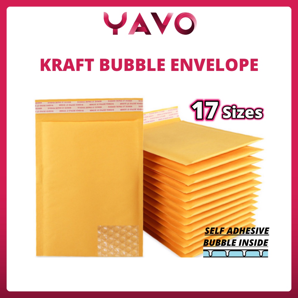 YAVO Kraft Bubble Mailer Envelope Yellow Bubble Wrap Bubble Parcel Bag ...