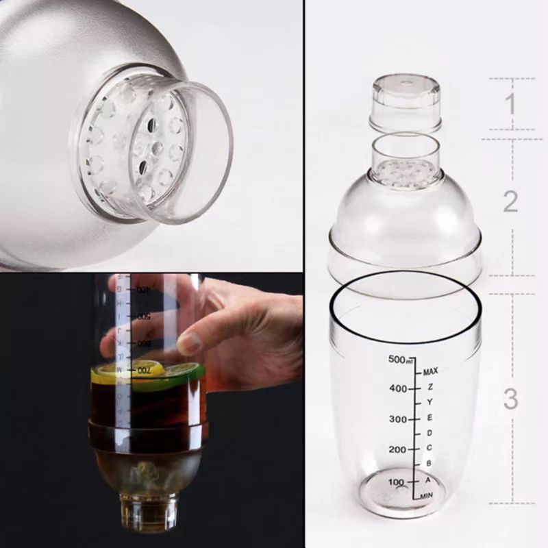New Cocktail Shaker Home Bar Utensil Plastic Shaker Cup Drink Milk Tea ...