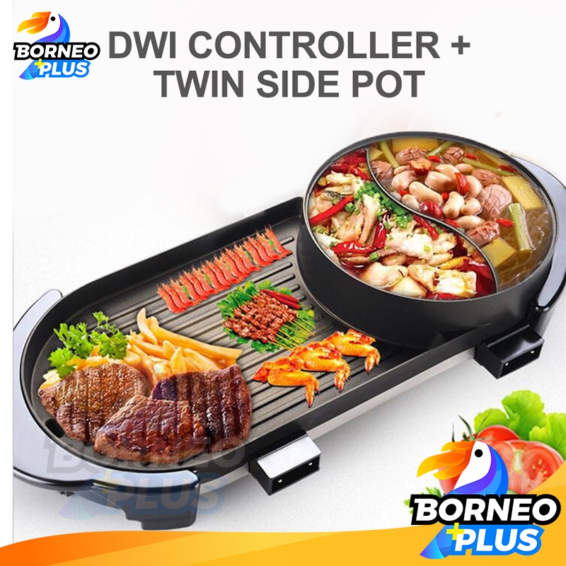 Borneo BBQ Steamboat Grill Pan Upgrade Two Controller Electric Cooker ...