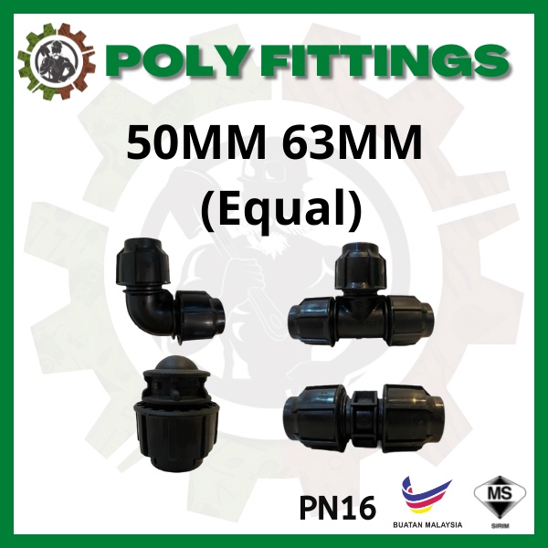 HDPE Poly Fitting Poly Pipe Connector Socket/ Tee/ End cap/ Elbow 50mm ...