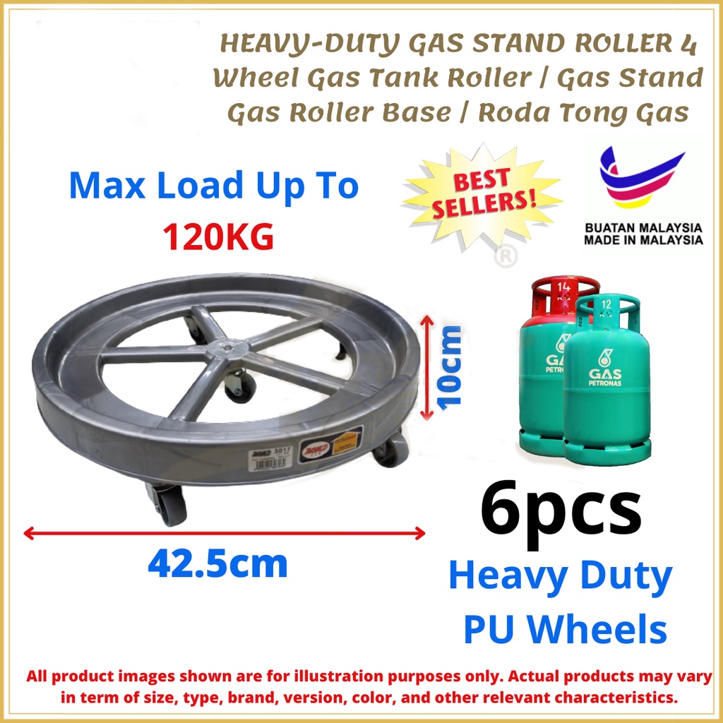 GAS STAND 6 ROLLER ROUND Gas Tank Trolley Heavy Duty Troli Tong Gas ...