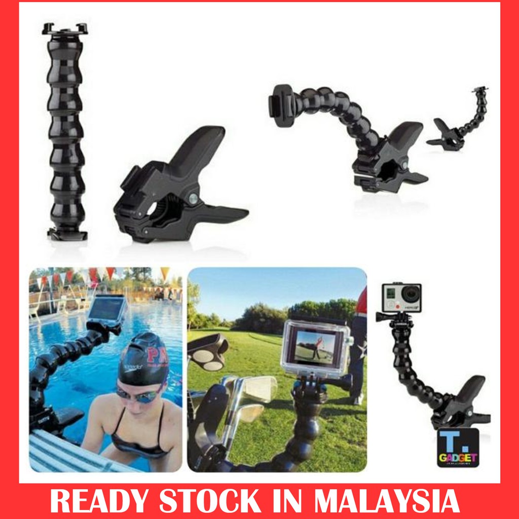 Jaws Mount GoPro Flex Clamp Mount Adjustable Neck for GoPro Action ...