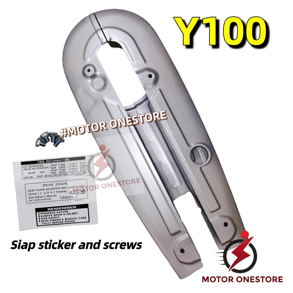 Y100 SILVER CHAIN CASE FULL COVER PETI RANTAI PENUH PENUTUP RANTAI Y-100 SIAP STICKER & SCREWS ...