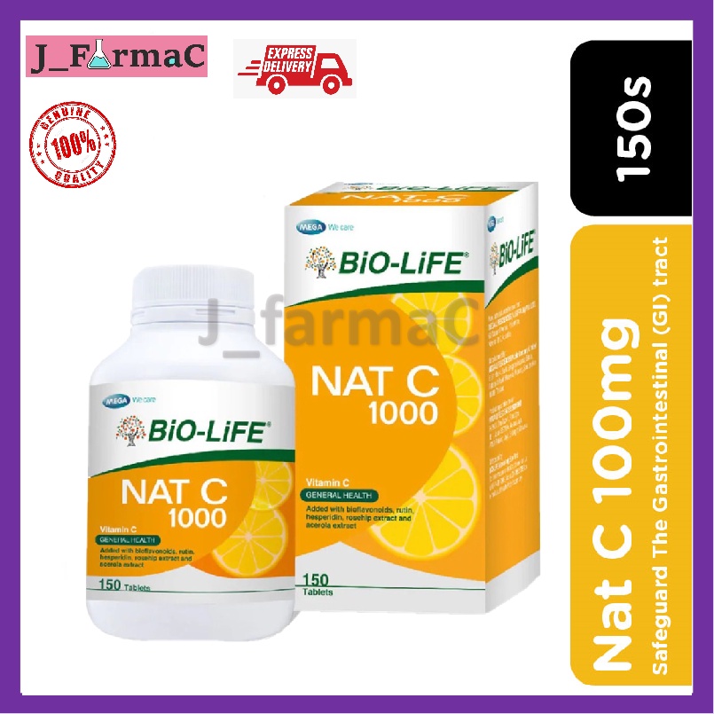 Bio-Life Nat C 1000mg Tablet 150's (Strengthen immune system) | Shopee ...