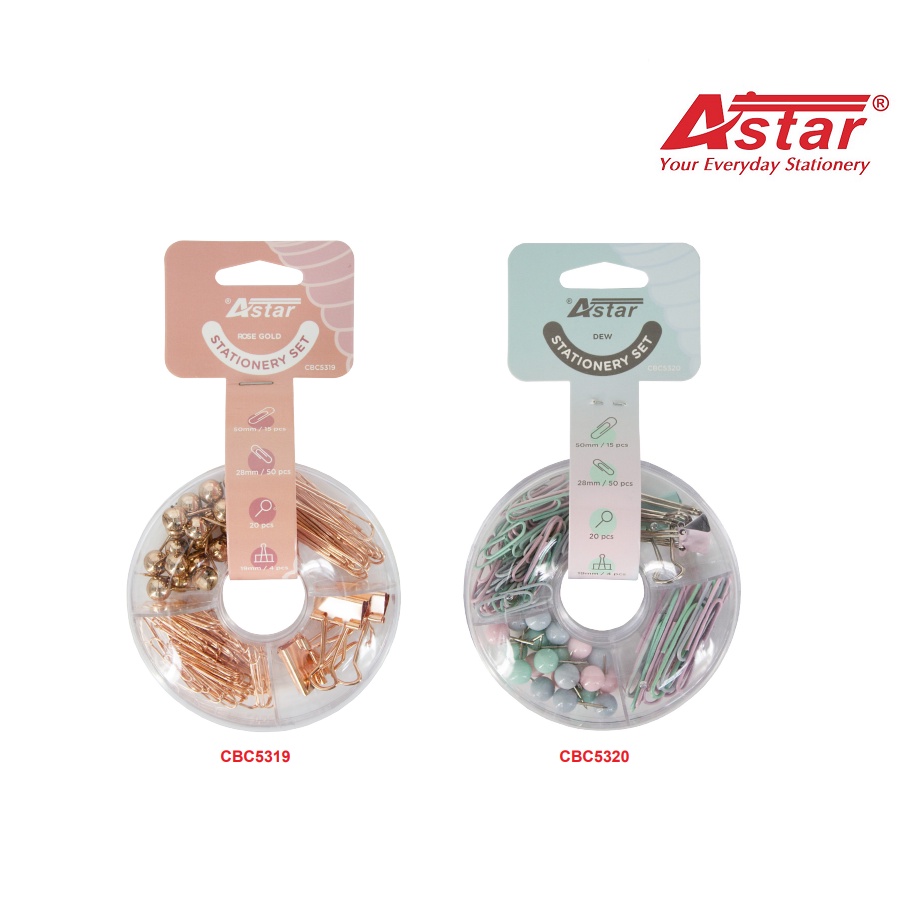 Astar Stationery Set - Paper Clip + Push Pin + Binder Clip (CBC5319 ...