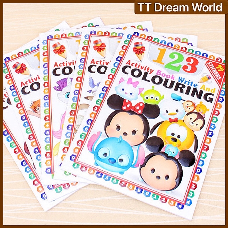Children’s Cartoon 123 Activity Book Sticker Book Colouring Book Kids ...