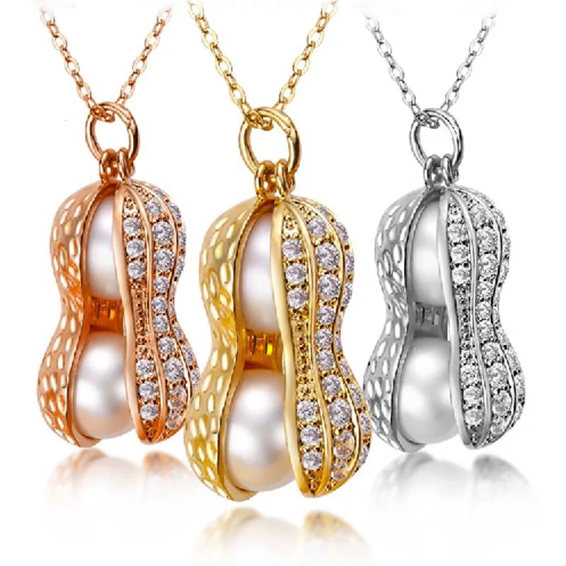 2022 New Peanut Pendant Clavicle Chain for Women Imitation Pearl ...