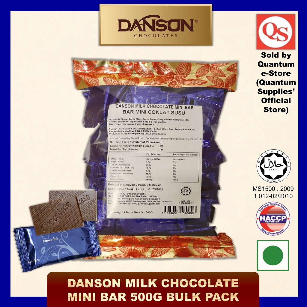 Danson Milk Chocolate Mini Bar 500g Bulk Pack | Shopee Malaysia
