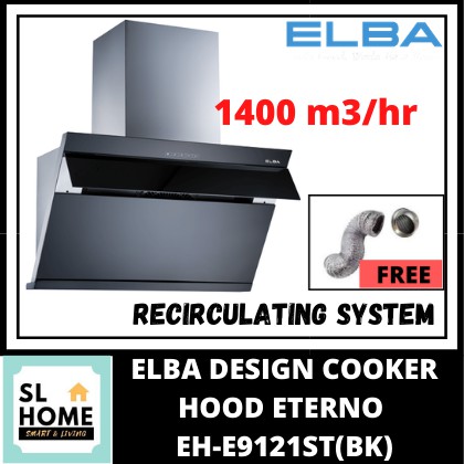 ELBA ETERNO EH-E9121ST(BK) DESIGNER COOKER HOOD WITH RECIRCULATING ...
