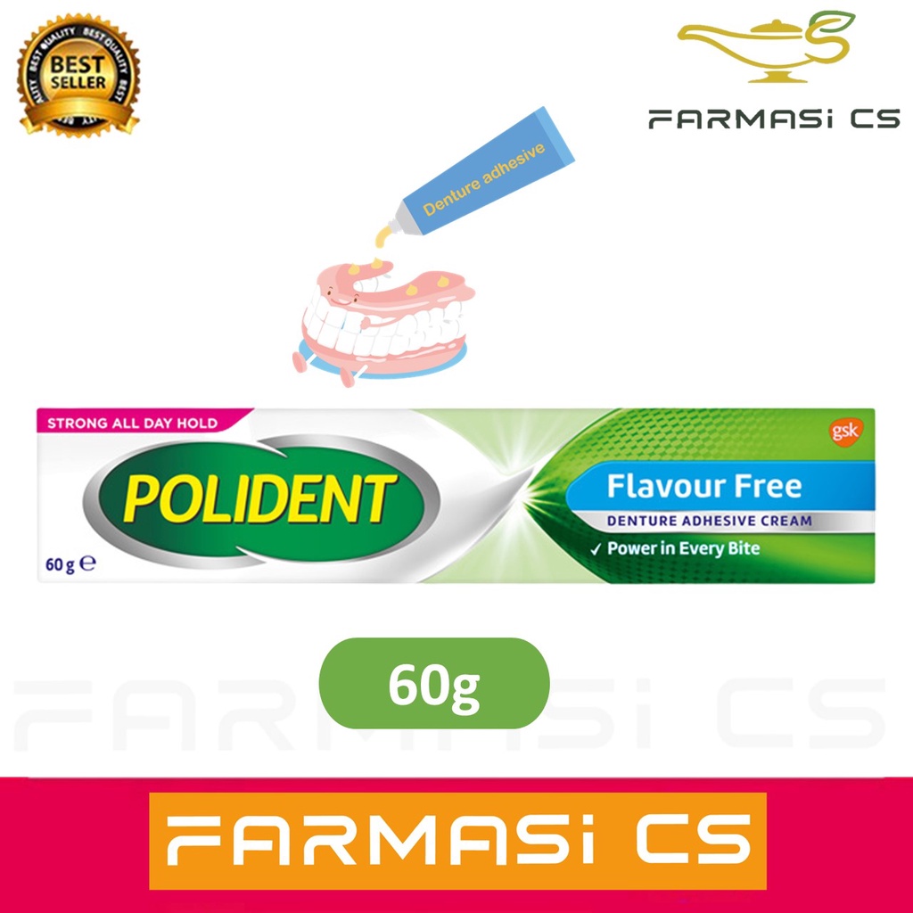 Polident Flavour Free Denture Adhesive Cream 60g EXP:04/2025 [ Pelekat ...