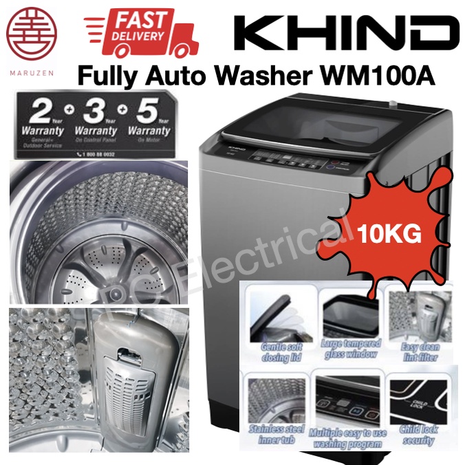 Khind 10kg Fully Auto Washing Machine WM100A | Shopee Malaysia