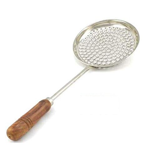 STAINLESS STEEL BOONDI JHARA KARANDI WITH WOODEN HANDLE (SIZE NO2 ...