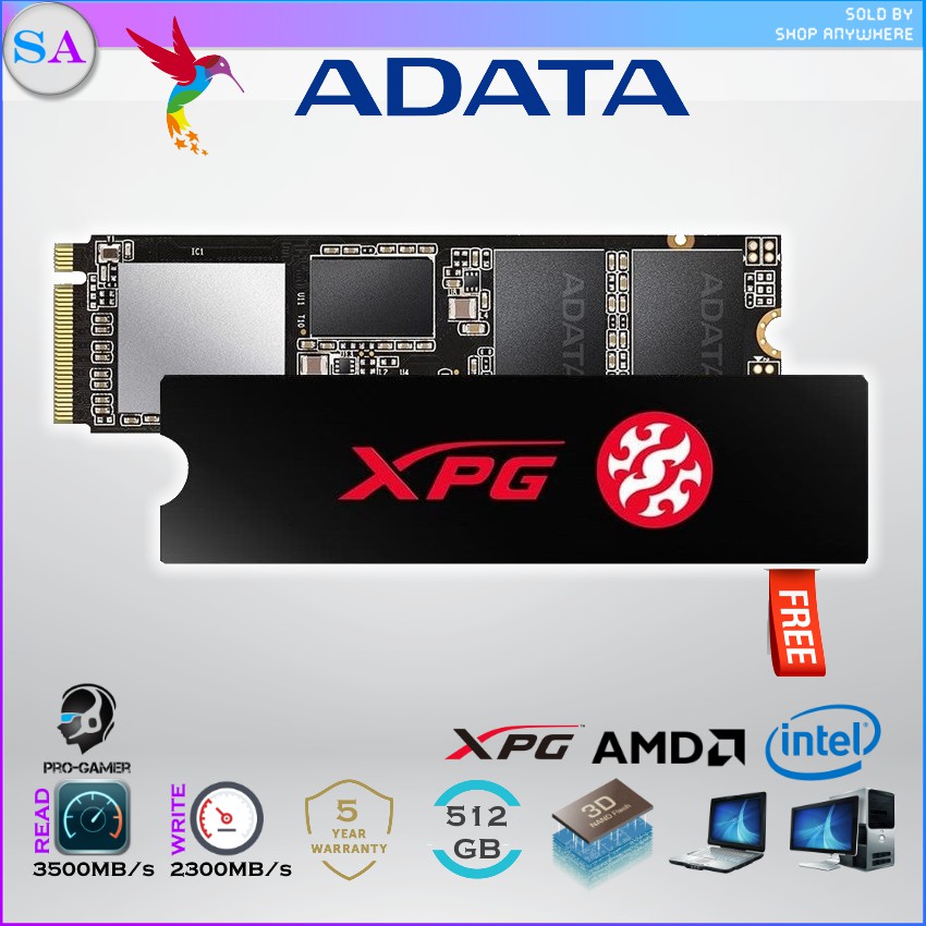 ADATA XPG 512GB SX8200 Pro PCIe Gen3x4 M.2 2280 NVMe SSD R:3500MB/s W ...