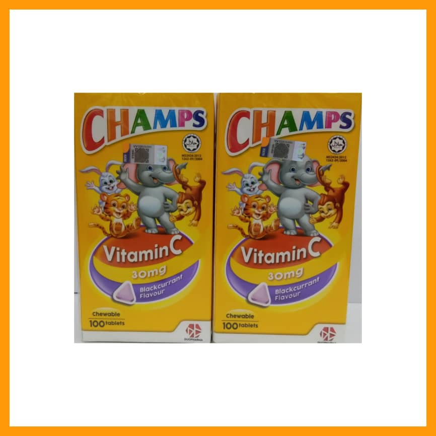 Champs Vitamin C 30mg Chewable Tablets- Blackcurrant 100'S | Shopee ...