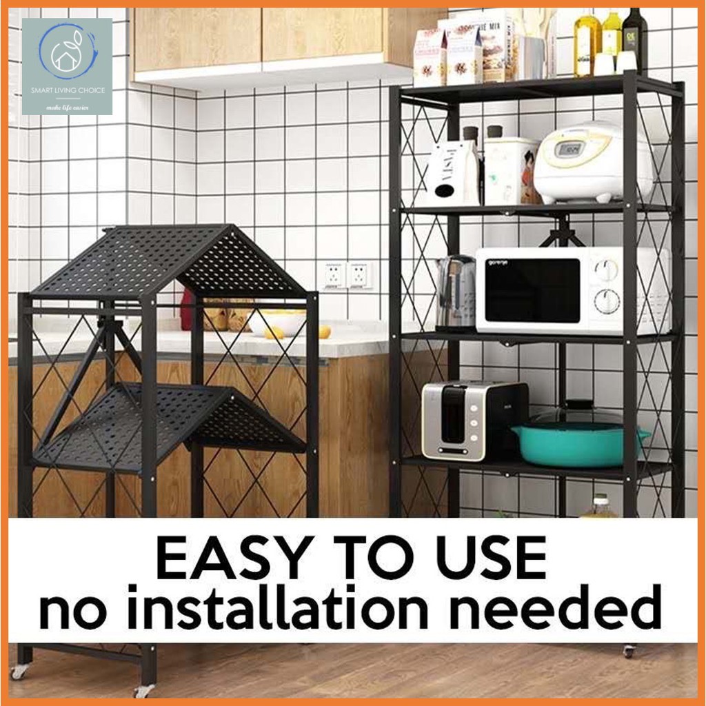 Kitchen Multi-functional Steel Foldable Storage Rack - 3 Tier / 4 Tier ...