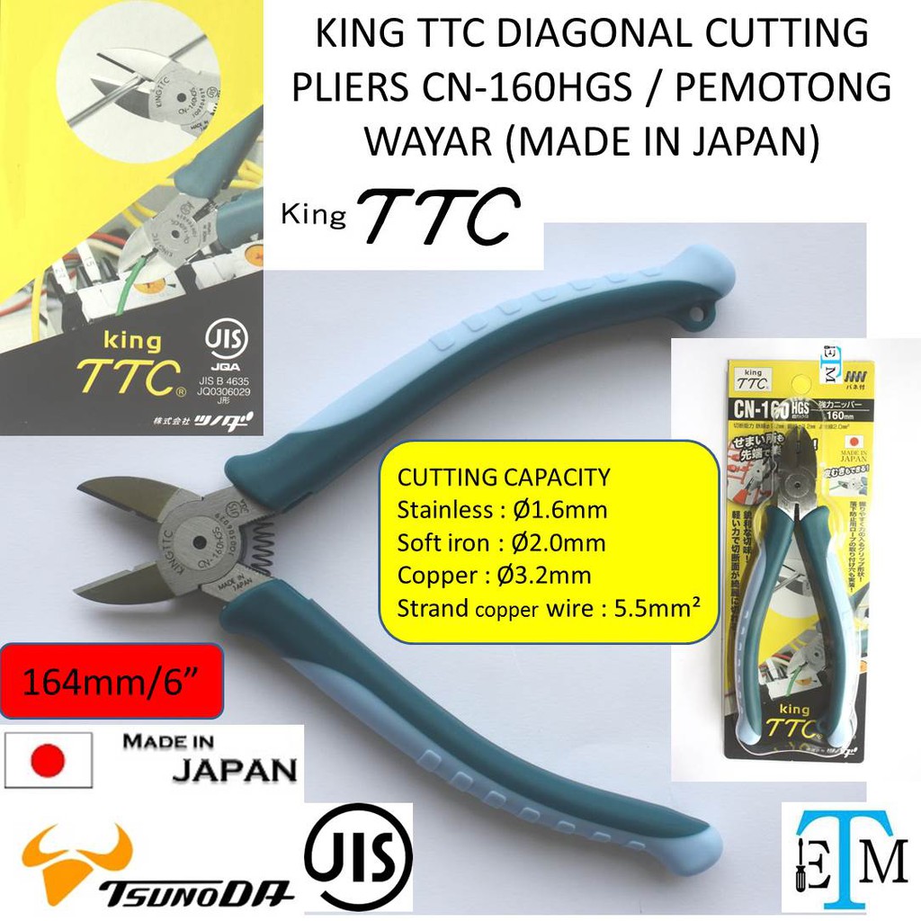 KING TTC DIAGONAL CUTTING PLIER CN-160HGS / PEMOTONG WAYAR (MADE IN JAPAN) | Shopee Malaysia