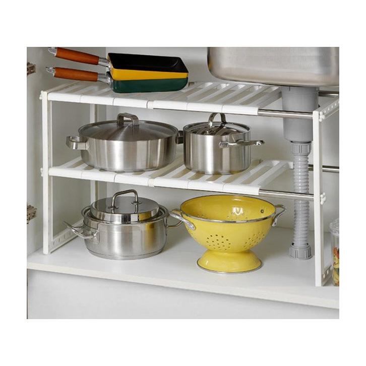 Expandable Under Sink Storage Shelf White Kitchen Rack-(HGN0031 ...
