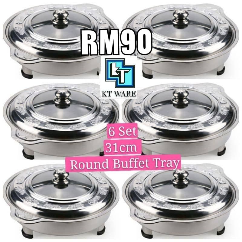 6 SET BUFFET STAINLESS STEEL, SET TRAY, TRAY MAKANAN, TRAY KENDURI ...