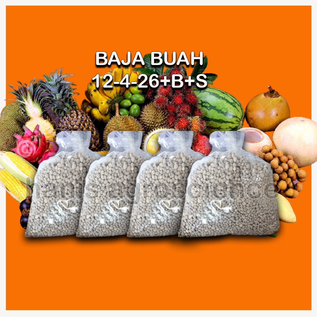 1Kg Baja Buah 12-4-26+Boron+Sulphur - Semua Pokok [Durian/Mangga/Betik ...