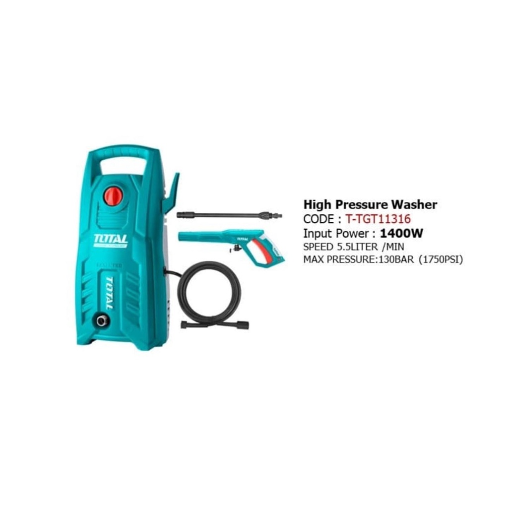 TOTAL TGT11316 High Pressure Washer 1400W | Shopee Malaysia
