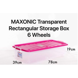 MAXONIC 42L Transparent Rectangular Storage Box With Wheel M9903 ...