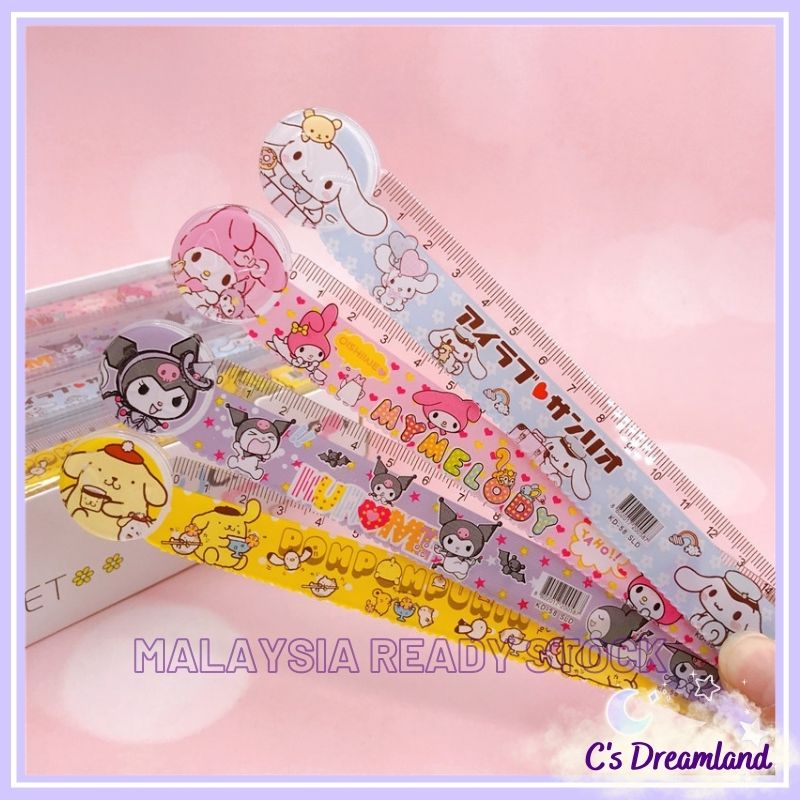 C'S DREAMLAND Sanrio Ruler 15cm Melody Kuromi Cinnamoroll Purin Cute ...