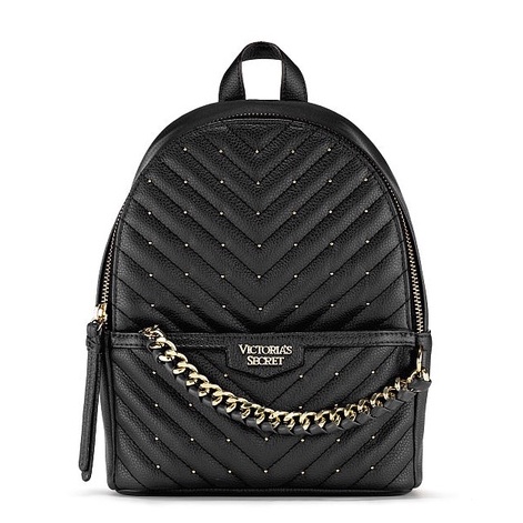 Victoria's Secret Studded V-Quilt Small City Backpack [ BLACK ...