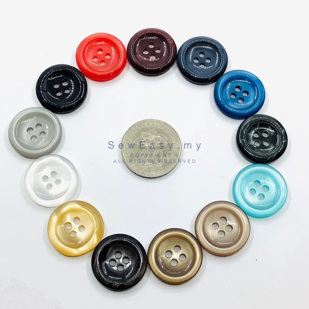 OBE M'sia - 20mm Butang Blazer Glossy Button Suit 4 Hole Button (5pcs ...