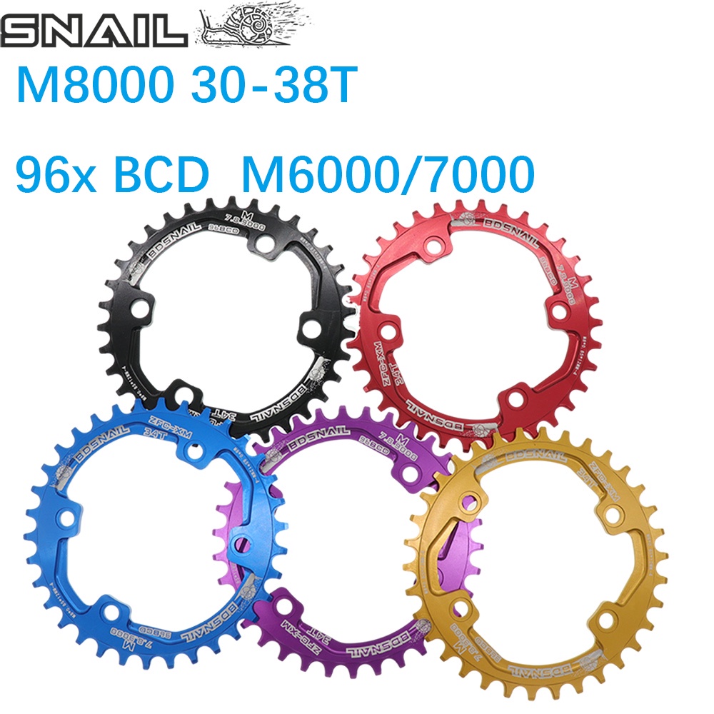 Snail 96bcd Chainring asymmetric Round for Shimano M7000 M8000 M9000 30T/32T/34T/36T/38T Tooth ...