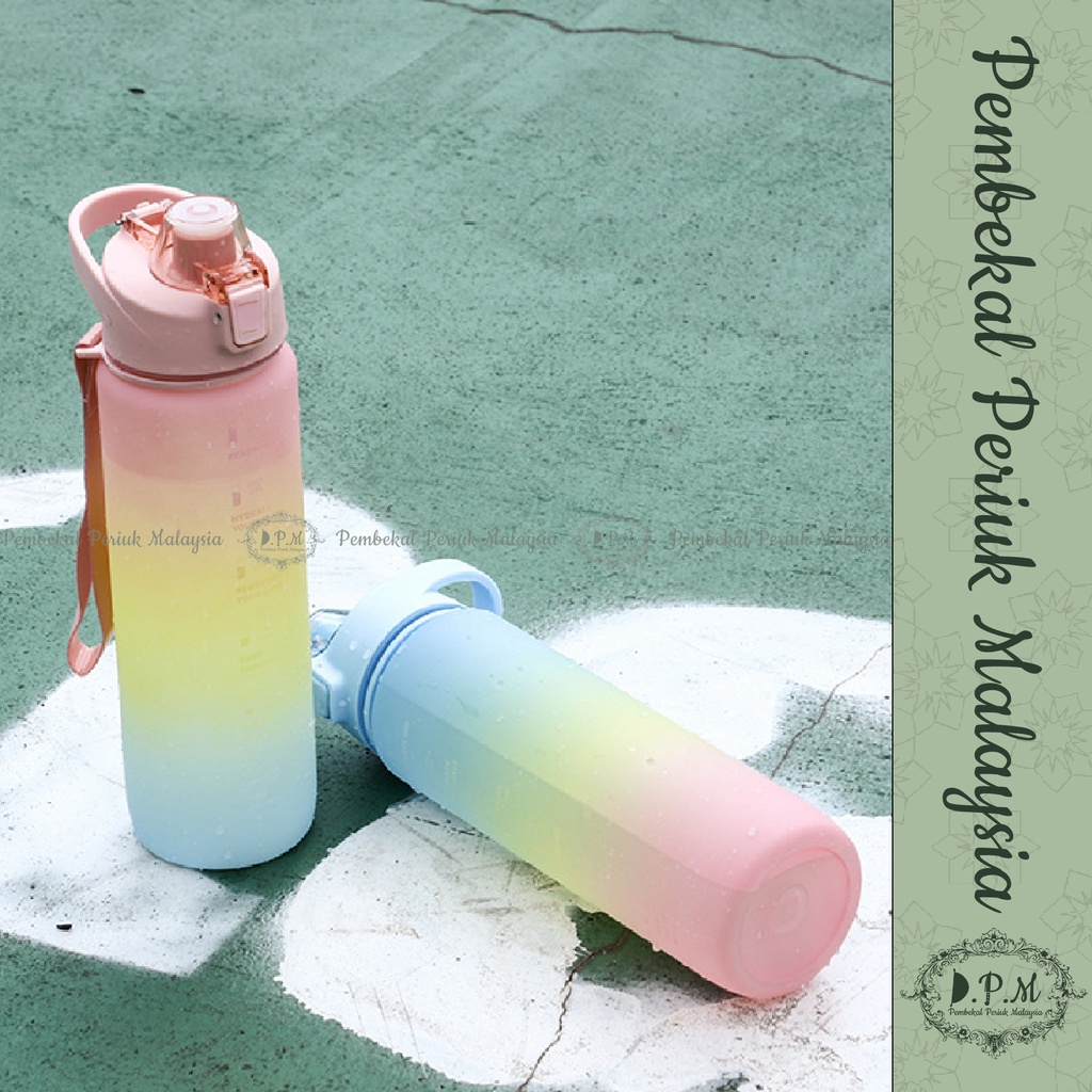 1000ml /1500ml / 2000ml Gradient Color Frosted Water Bottle / Botol Air ...