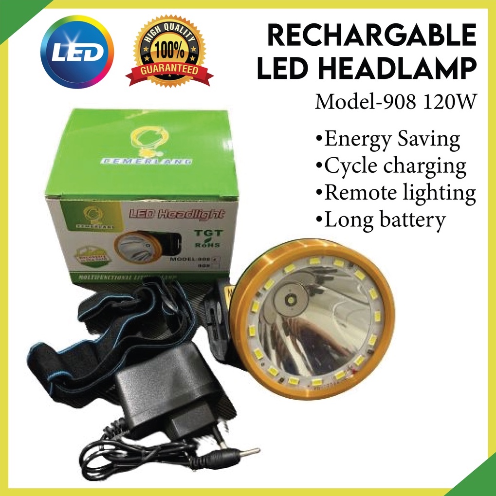 CEMERLANG RECHARGEABLE LED HEADLAMP 120W | Shopee Malaysia