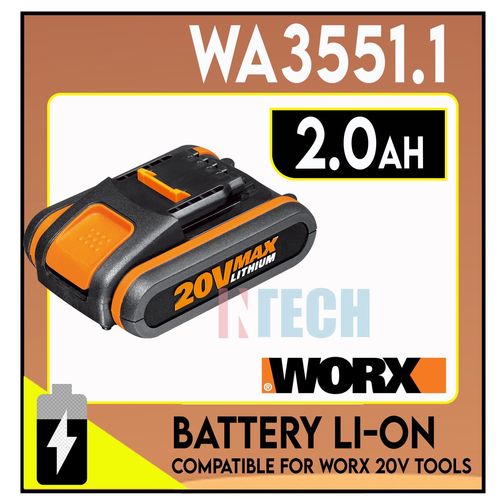 WORX WA3551.1 20V 2.0AH BATTERY LITHIUM ION BATTERY PACK | Shopee Malaysia
