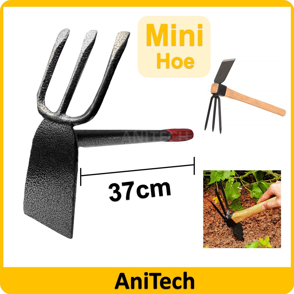 2 Way Cangkul Kayu / Besi Kecil Mini Metal Hoe WITH STEEL HANDLE ...