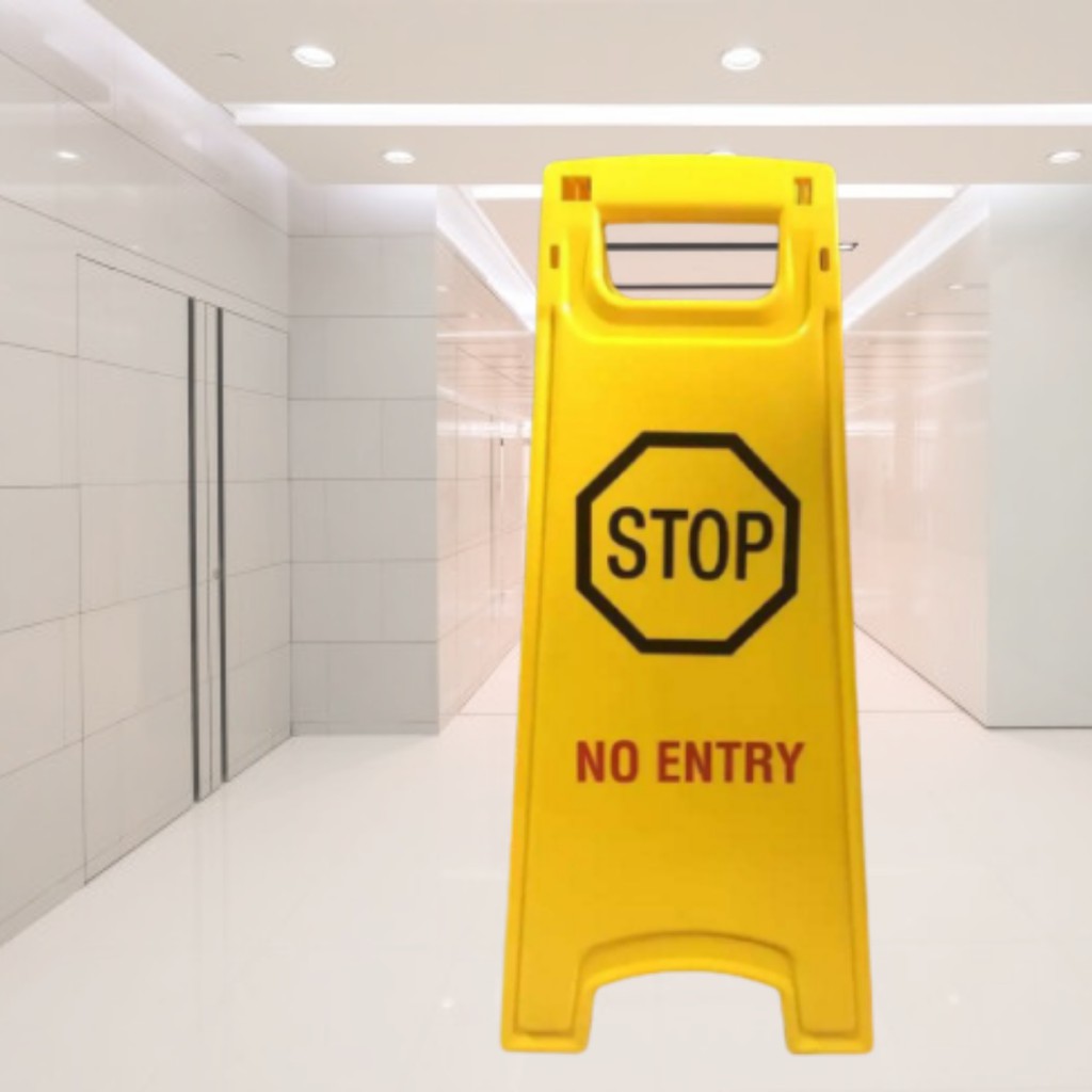 [Ready Stock] Yellow Floor Signage/Caution Yellow Signage - No Entry ...