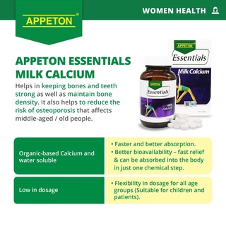 Appeton Essentials Milk Calcium 120 Tablets (EXP:6/2024) | Shopee Malaysia
