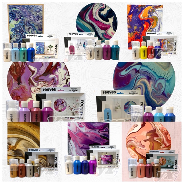 Reeves Pre-Mixed Acrylic Pouring Painting Colour Set - Color Set of 4 ...