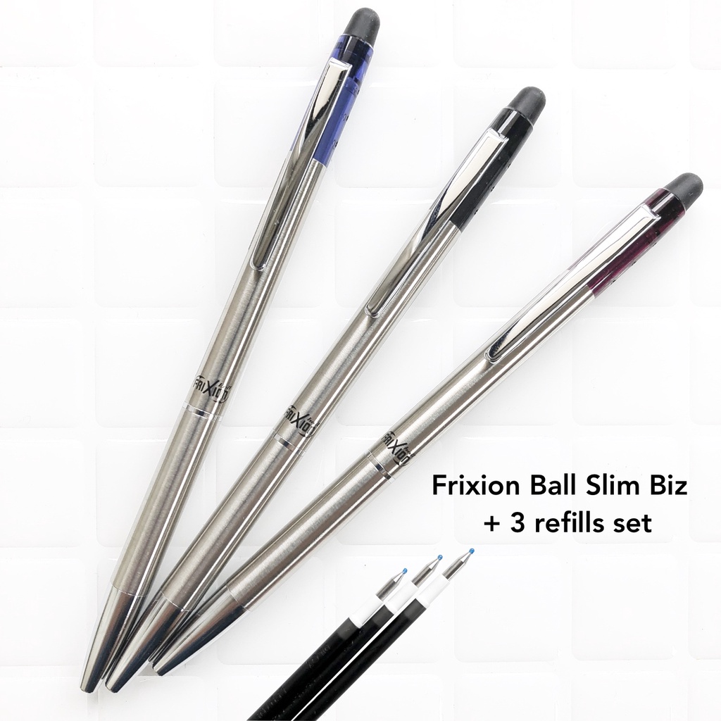 Pilot Frixion Ball Slim Biz 0.38mm with 3 refills (ink color black ...
