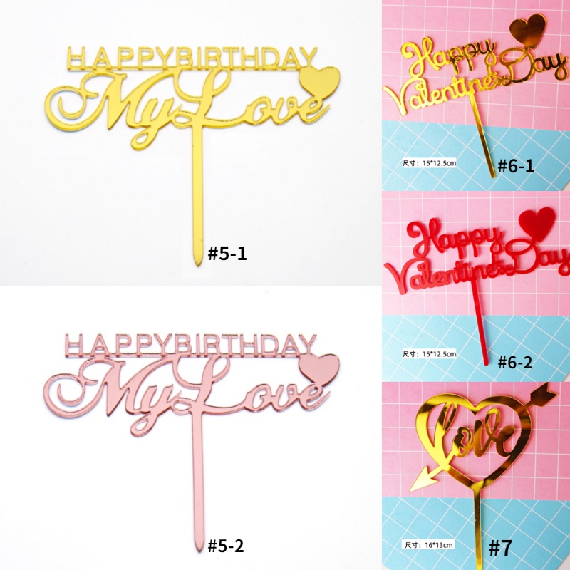 PACK of 10 PCS Happy Birthday My Love Cake Topper Acrylic Birthday Cake ...