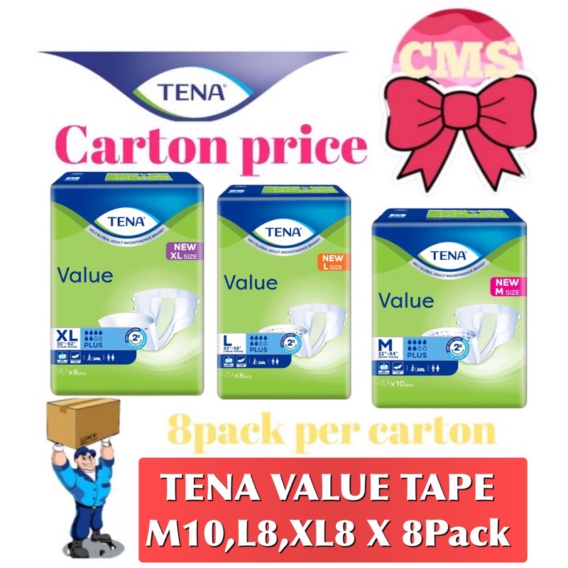 TENA VALUE ADULT DIAPER TAPE M10/L8/XL8 X 8 Pack | Shopee Malaysia