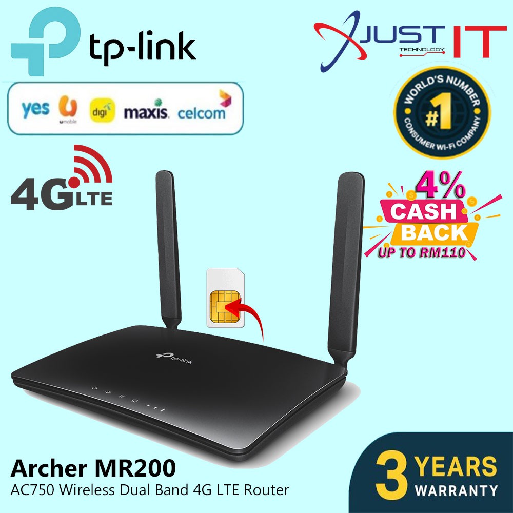 TP-LINK ARCHER MR200 AC750 DUAL BAND 4G LTE SIM ROUTER | Shopee Malaysia
