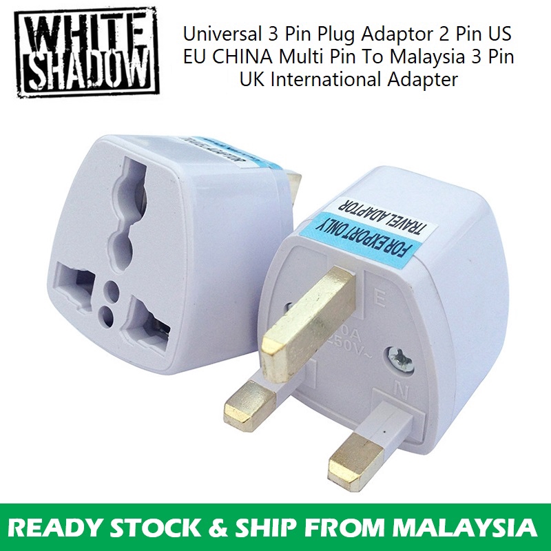 Universal 3 Pin Plug Adaptor 2 Pin CHINA Malaysia UK MultiPin ...