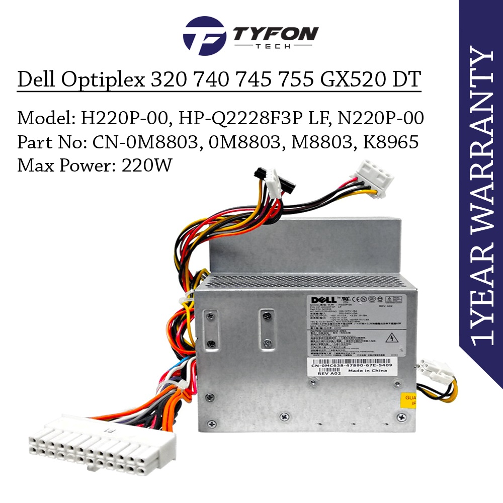 Dell Optiplex 320 740 745 755 GX520 DT Power Supply PSU 220W 0MC638 ...