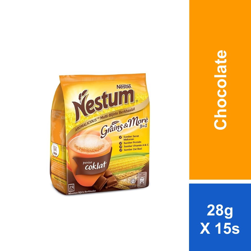 Nestle Nestum Grains & More 3 in 1 Chocolate (28g x 15s) | Shopee Malaysia