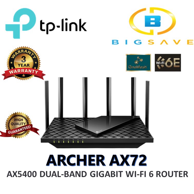 TP-LINK ARCHER AX72 AX5400 DUAL-BAND GIGABIT WIFI 6 ROUTER | Shopee ...