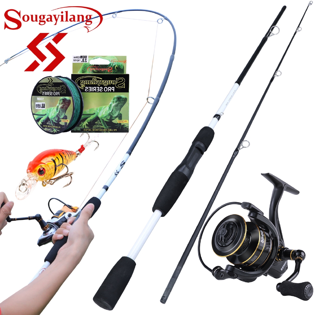 Sougayilang 1.65M Spinning Fishing Rod Set With 2000-5000 14+1BB ...