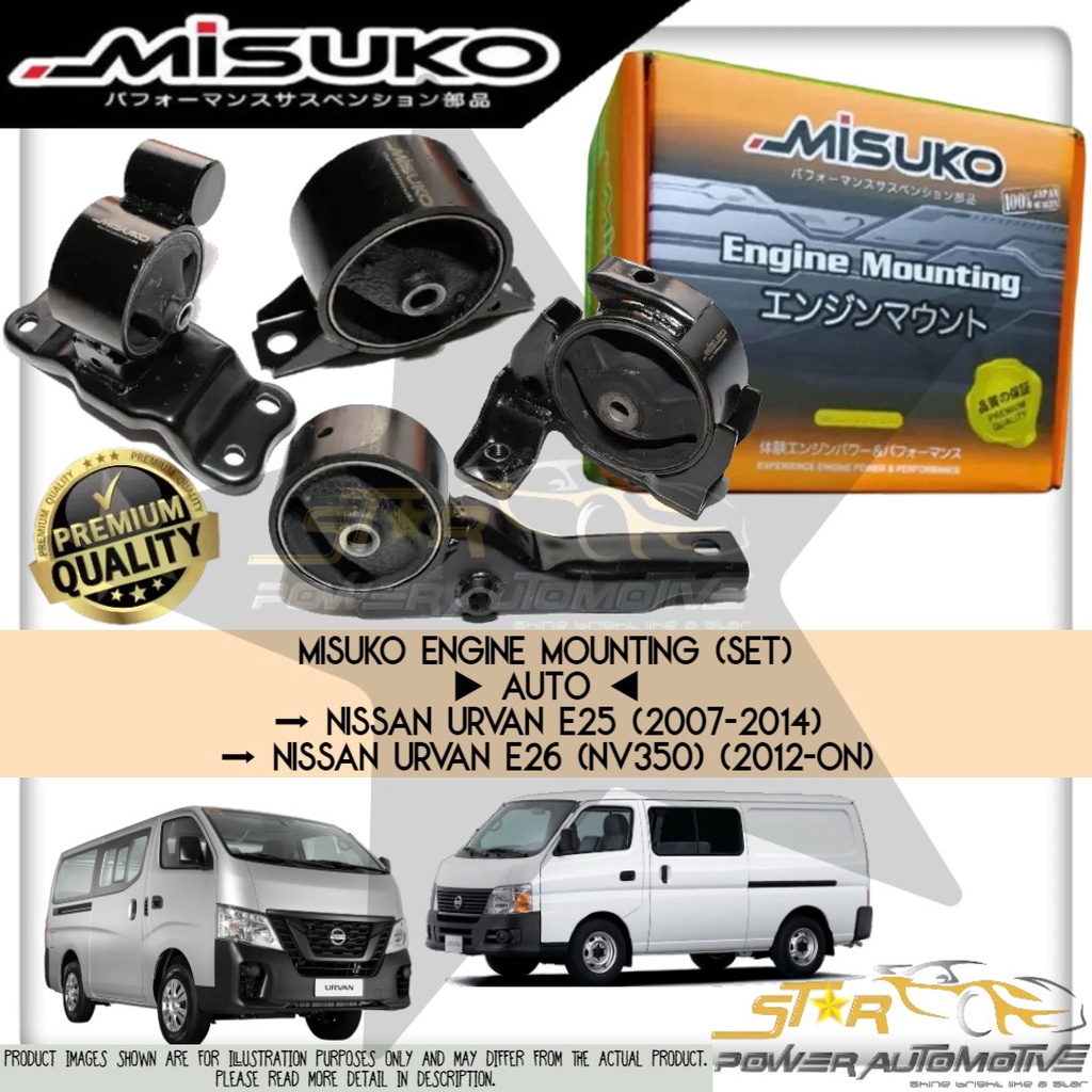 MISUKO Nissan Urvan E25 / Urvan E26 NV350 Auto / Manual Premium Engine Mounting Set | Shopee ...