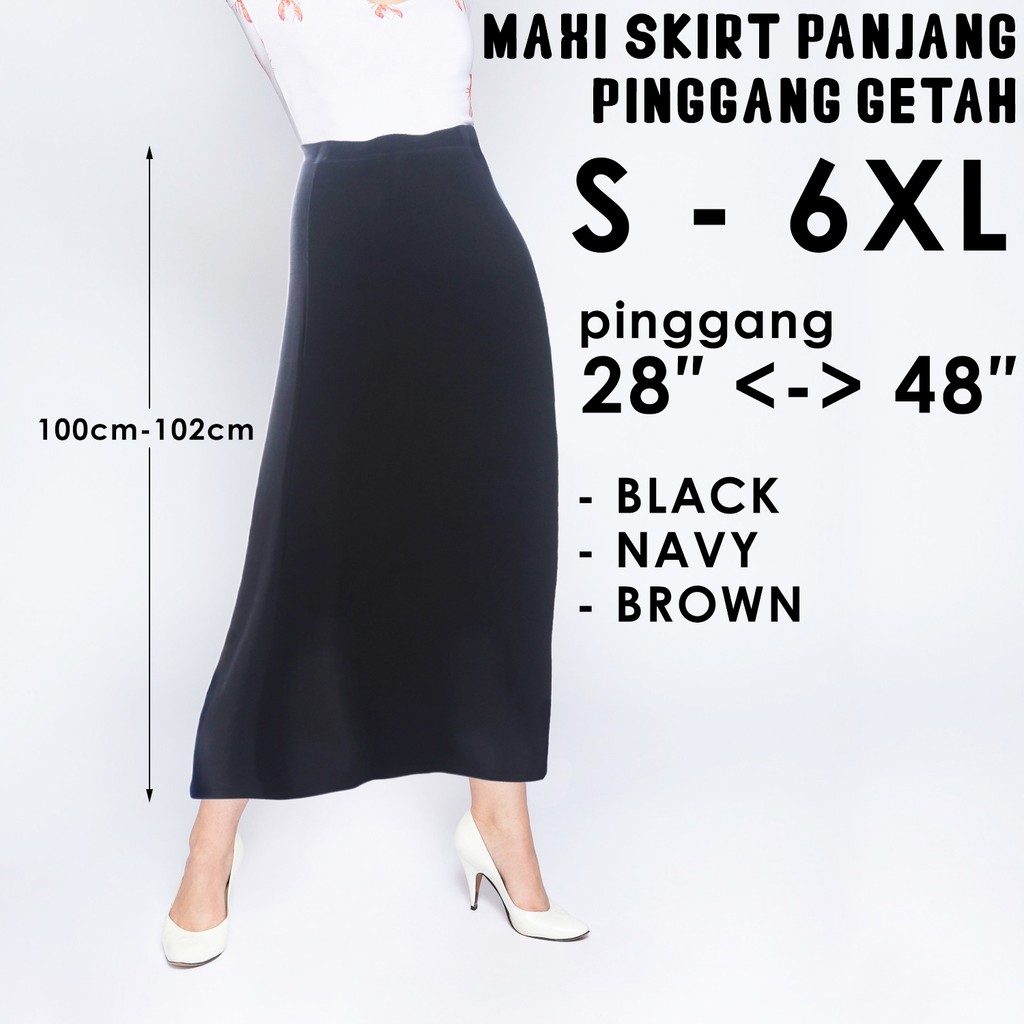 A-Line Maxi Skirt Pinggang Getah 48inci Panjang Labuh Saiz Besar ...