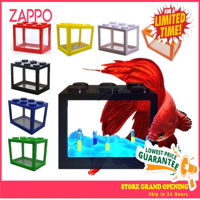 ZAPPO Betta Fish Mini Aquarium Colourful Building Lego Block Fish Tank ...