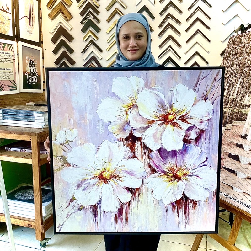 CANVAS FRAME FLOWER WHITE BLOOMING | HOME DECOR | WALL DECORATION ...